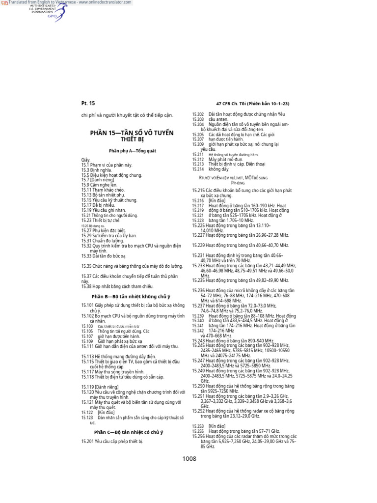 18 - CFR-2023-title47-vol1-part15 Subpart B C-Đã G P.en - VI | PDF