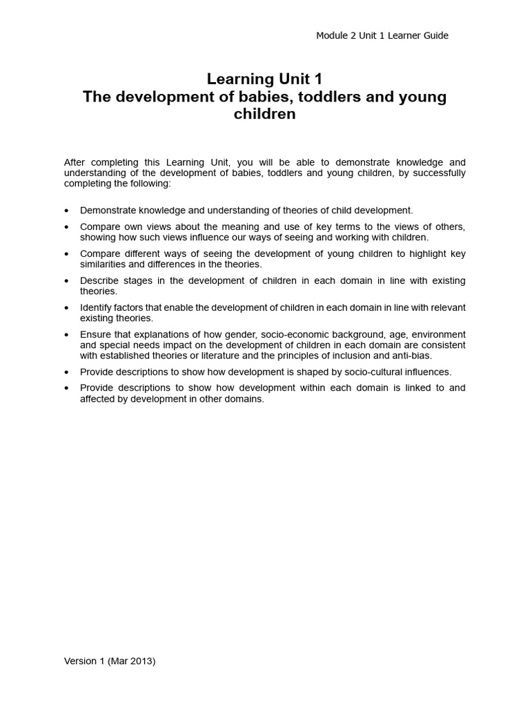 Learning Unit 1 | PDF | Child Development | Learning
