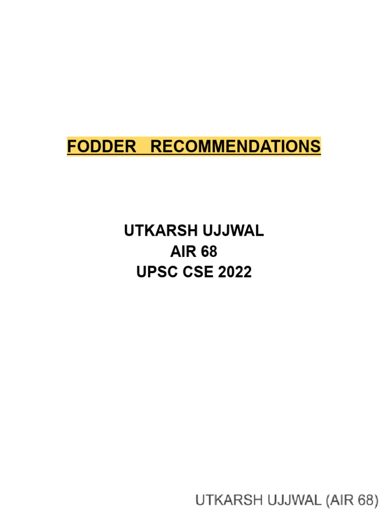 FODDER RECOMMENDATIONS & WAY FORWARD’ POINTS | PDF | Governance | Policy