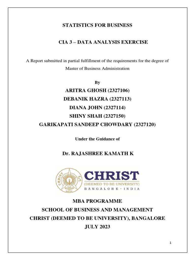 SFB_CIA 3_Report_FINAL | PDF | Coefficient Of Determination | Errors And Residuals