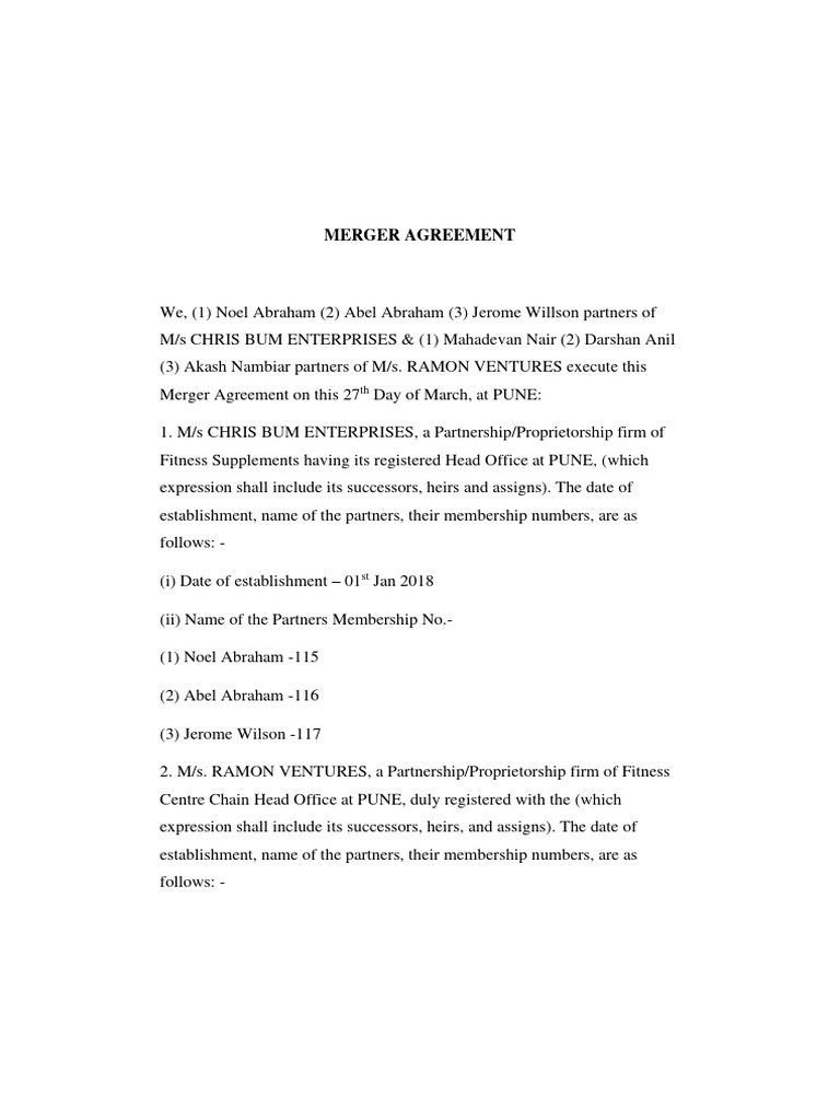 Merger Agreement | PDF | Private Law | Common Law