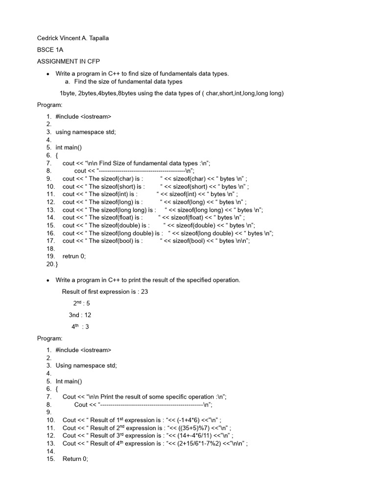 Assignment CFP | PDF | Computer Programming | C++ Assignment CFP | PDF | Computer Programming | C++