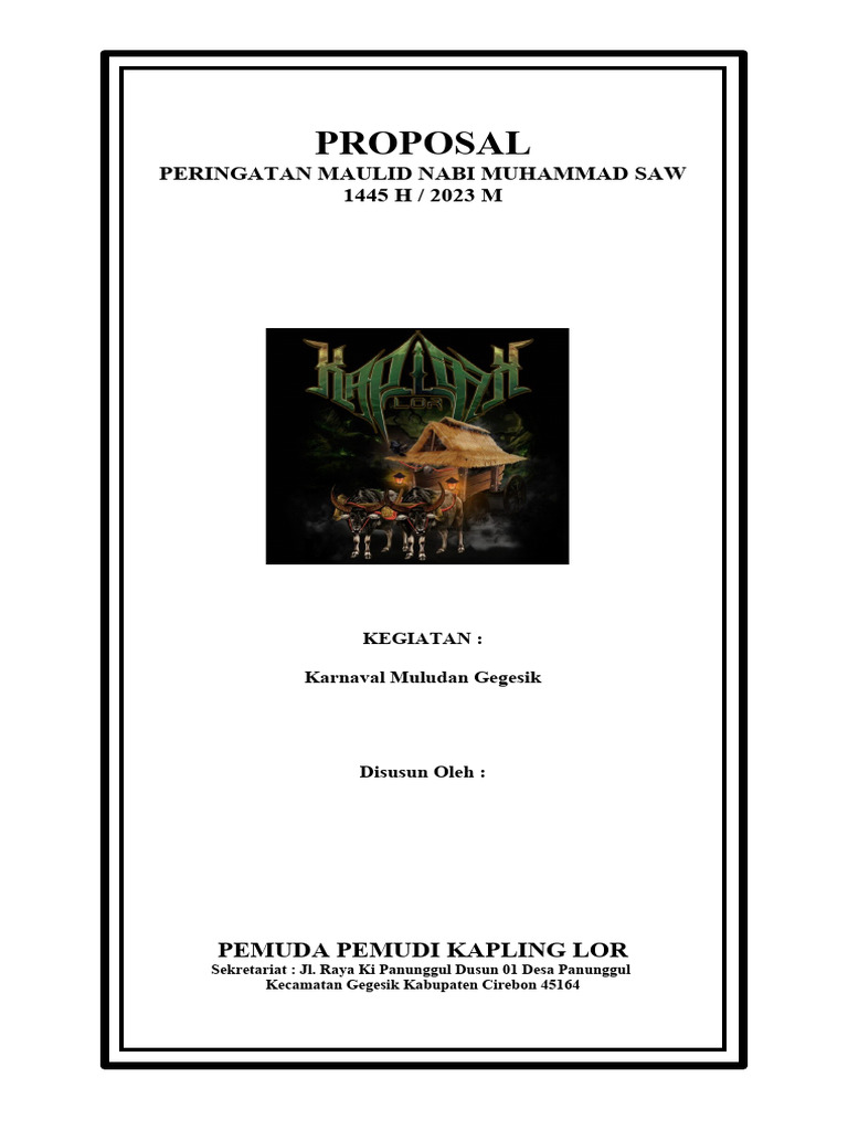 Proposal Muludan Gegesik Blok Kapling Lor | PDF