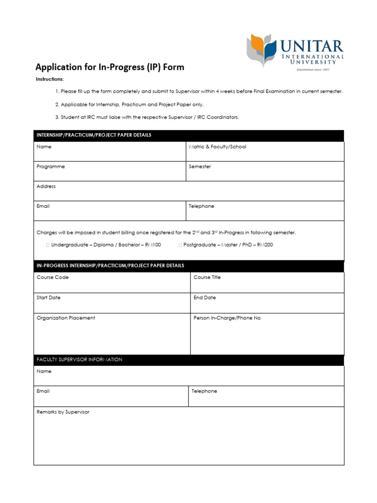 Application For In-Progress (IP) Form Ver.01 | PDF | Academic Term ...