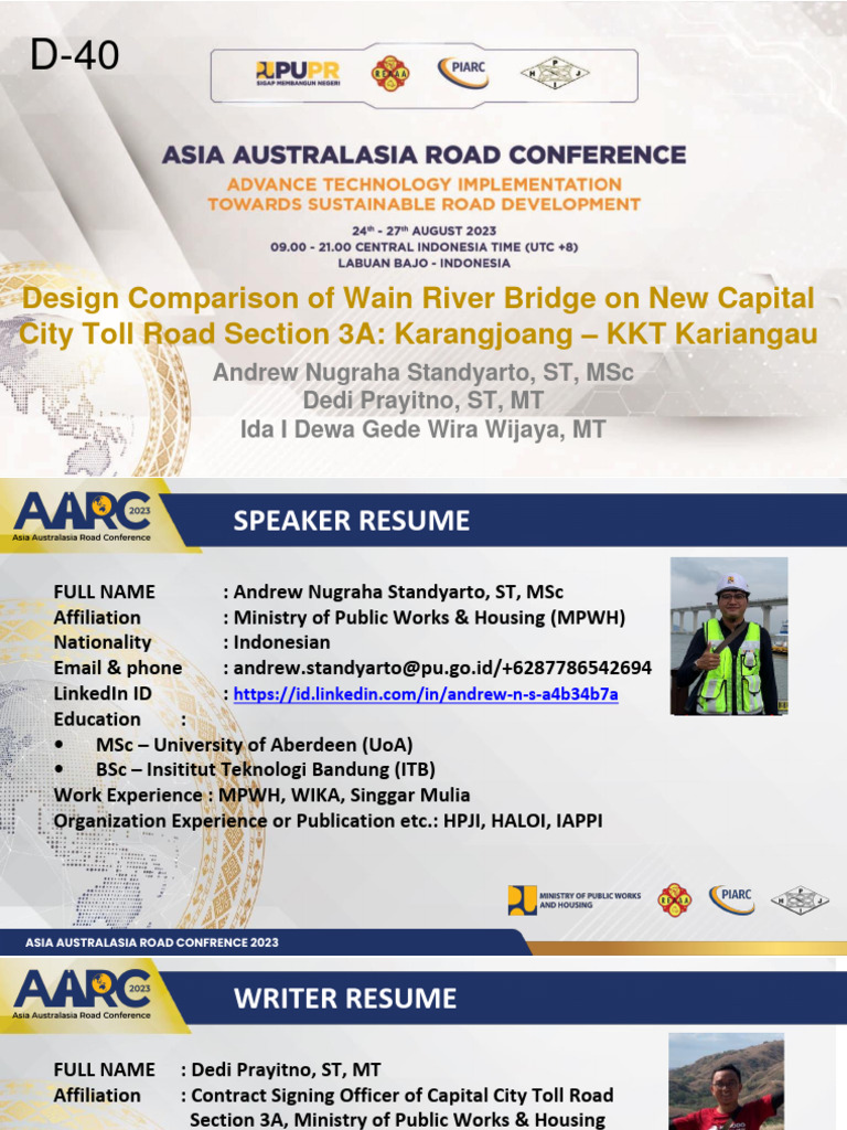 D-40 - Design Comparison of Wain River Bridge On New Capital City Toll ...
