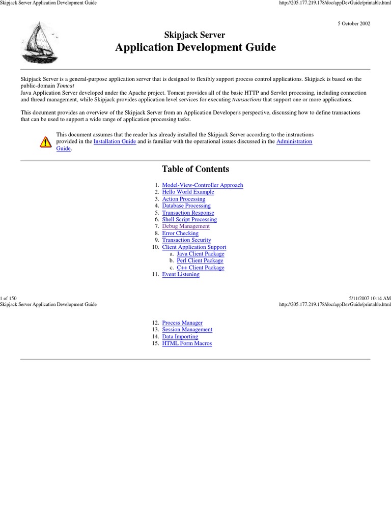 Skipjack Server Application Development Guide | PDF | Parameter ...