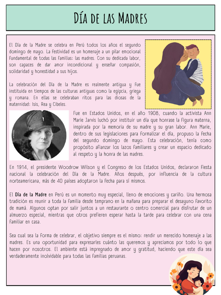 Historia y cultura del Día de la Madre en Perú | PDF | Salud y bienestar