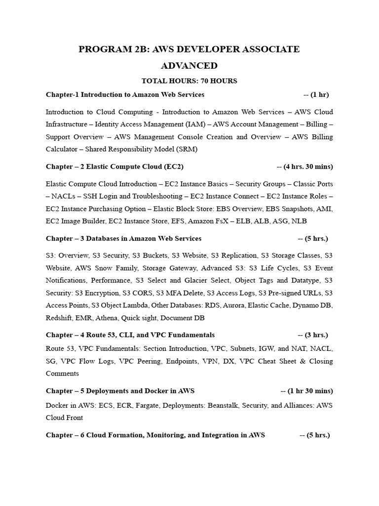 AWS Cloud Developer Associate Syllabus | PDF | Amazon Web Services ...