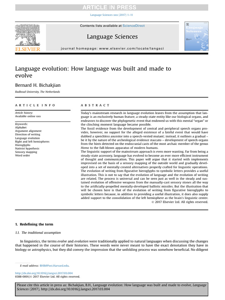 Language Evolution How Language Was Built and Made To | PDF ...