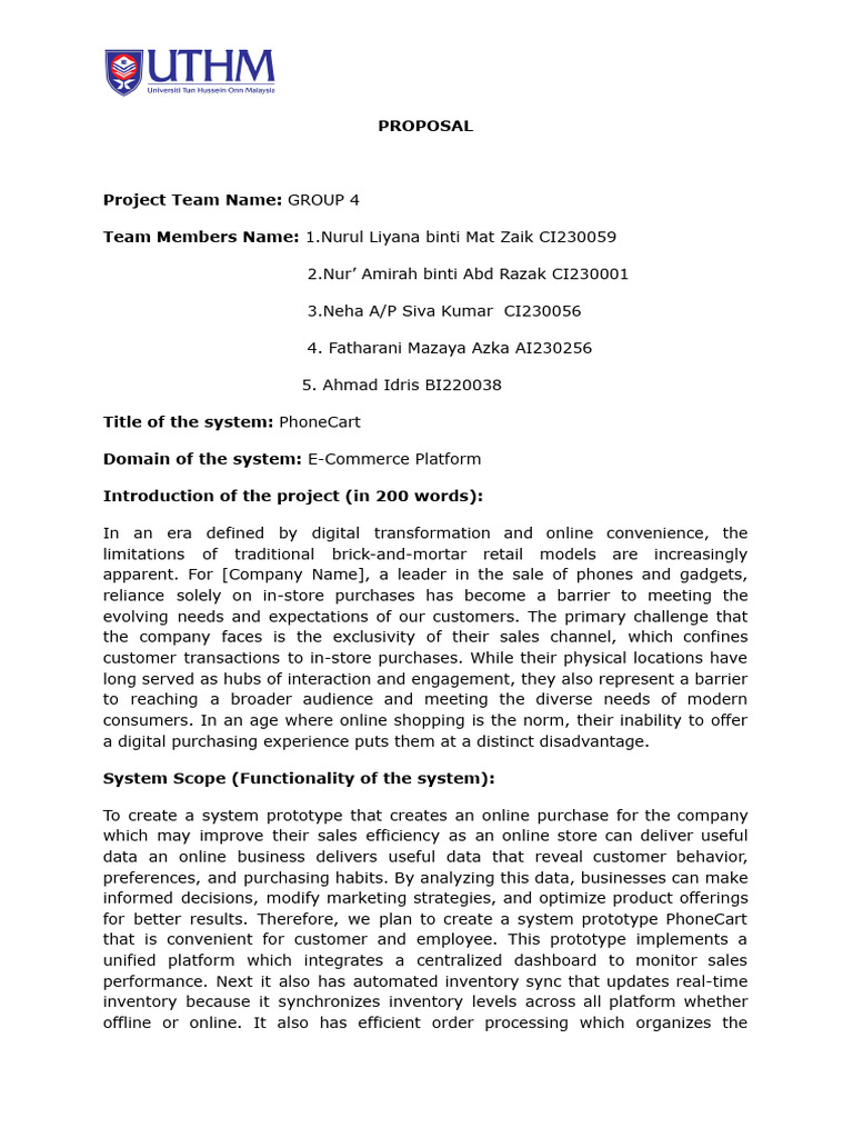 Proposal GP 4 | PDF | Retail | Sales