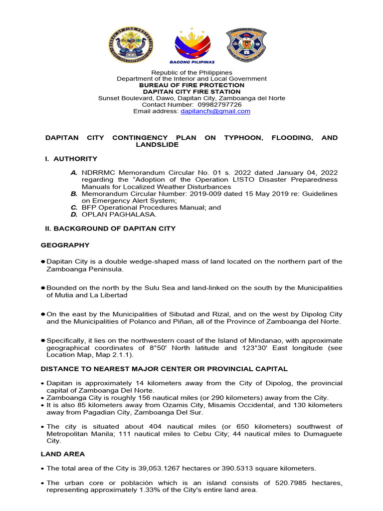 CONTINGENCY PLAN For Typhoon, Flooding and Landslide Final | PDF ...