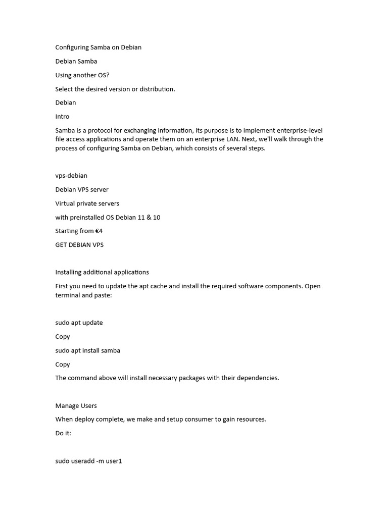 Configuring Samba On Debian | PDF | Sudo | Computer File
