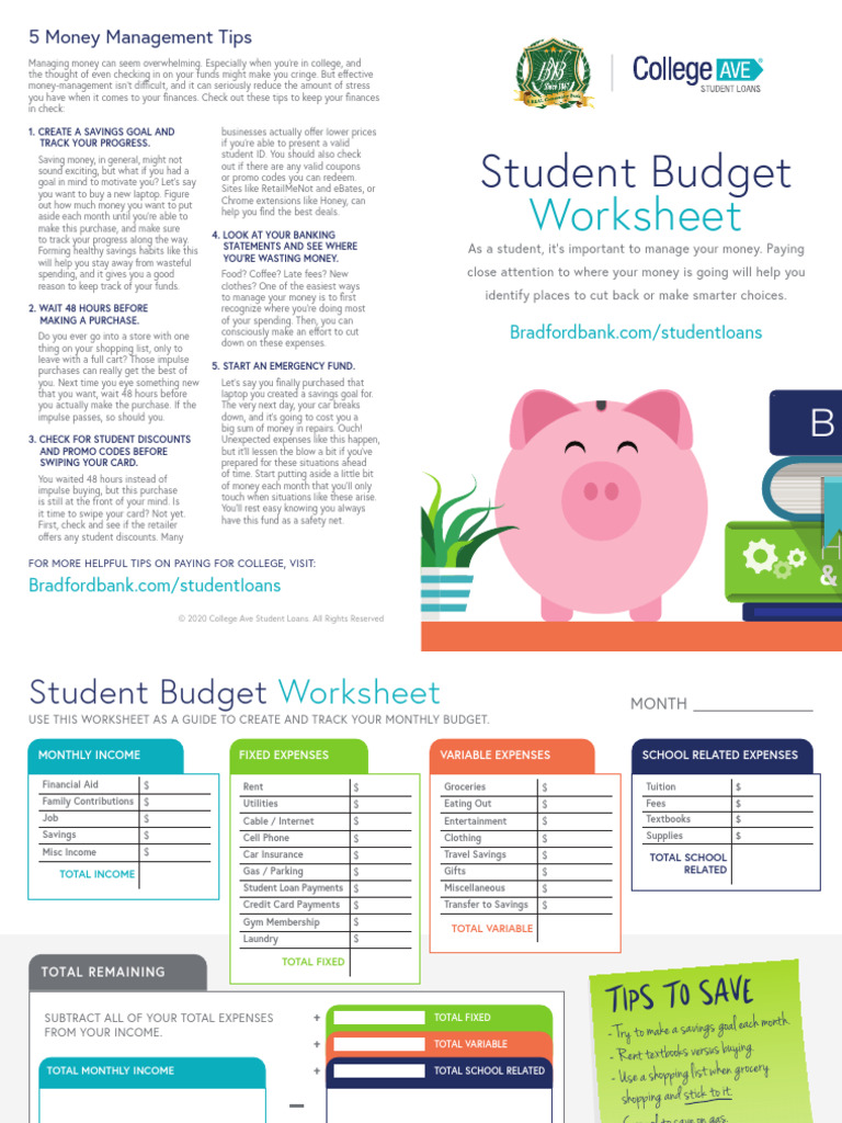 Student Budget Worksheet | Download Free PDF | Money | Expense