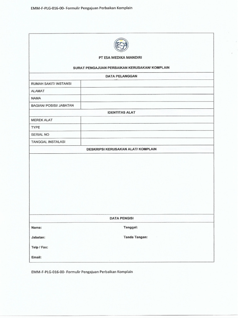 23 - Form Keluhan Pelanggan | PDF