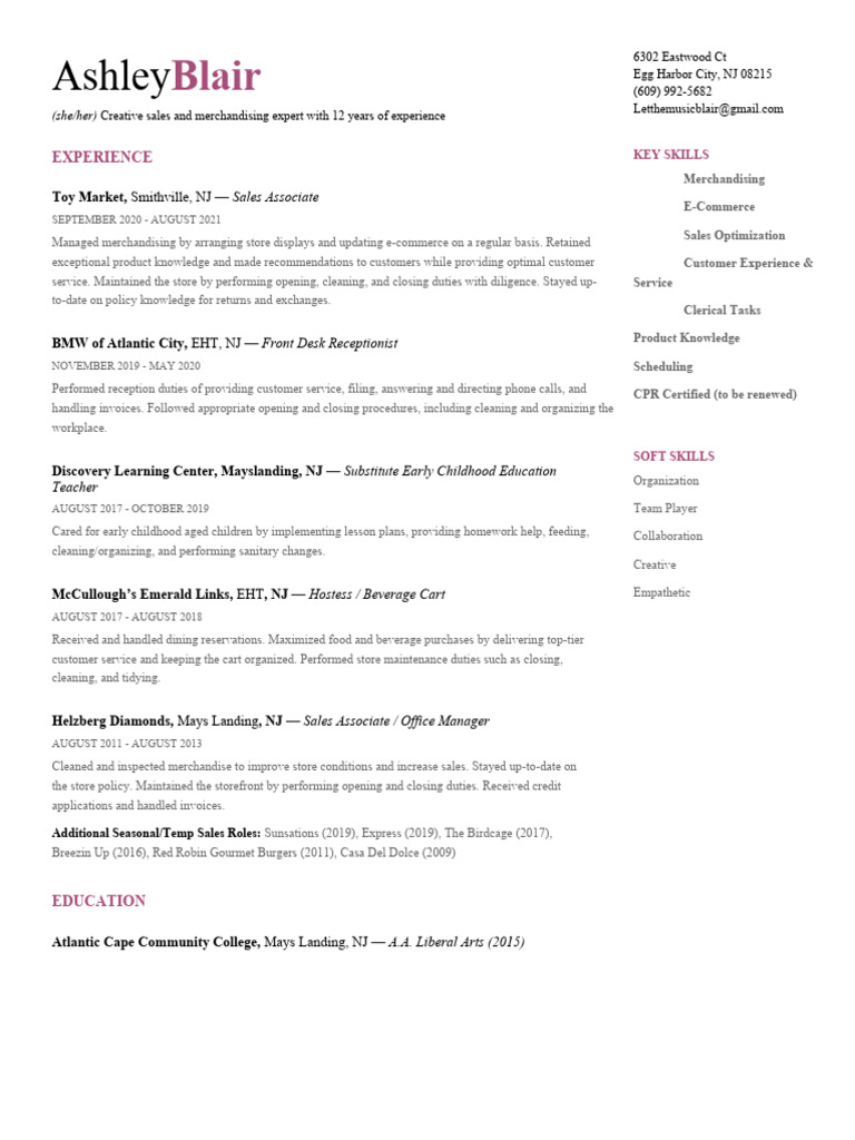 Ashley Blair Resume | PDF