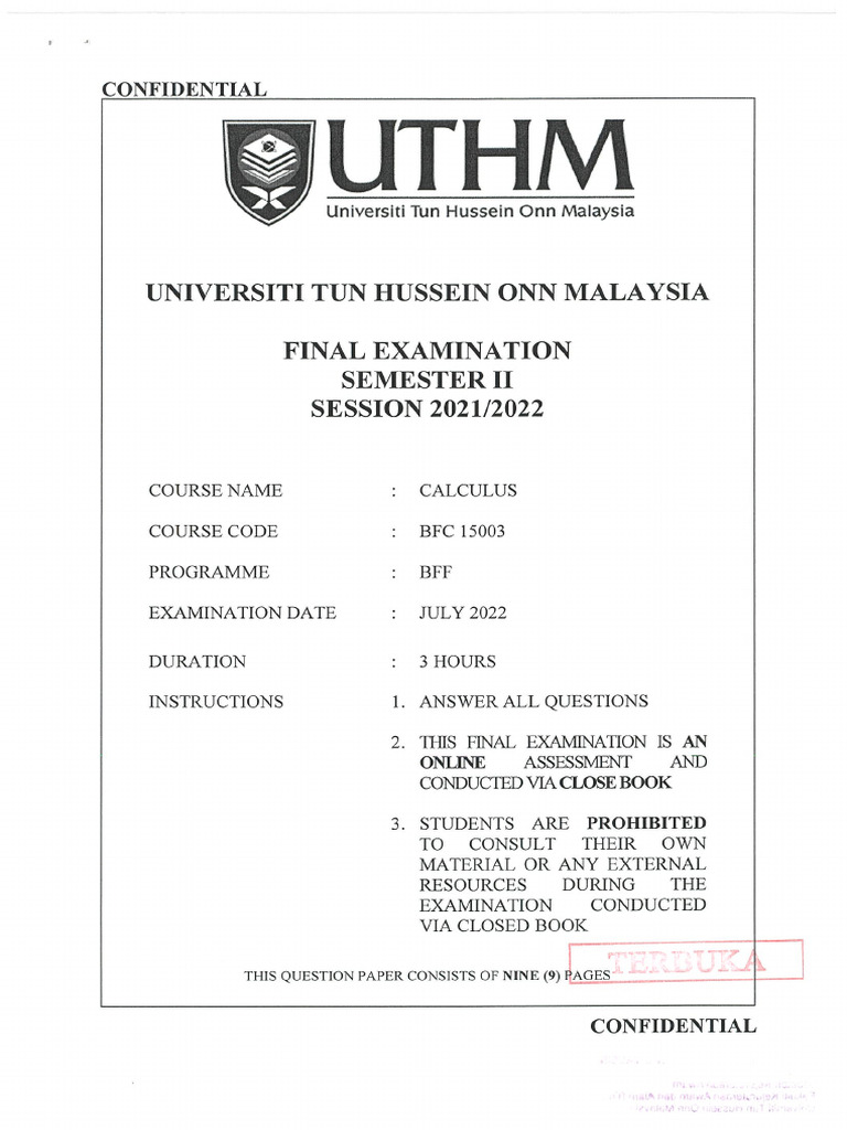 BFC 15003 Calculus | PDF