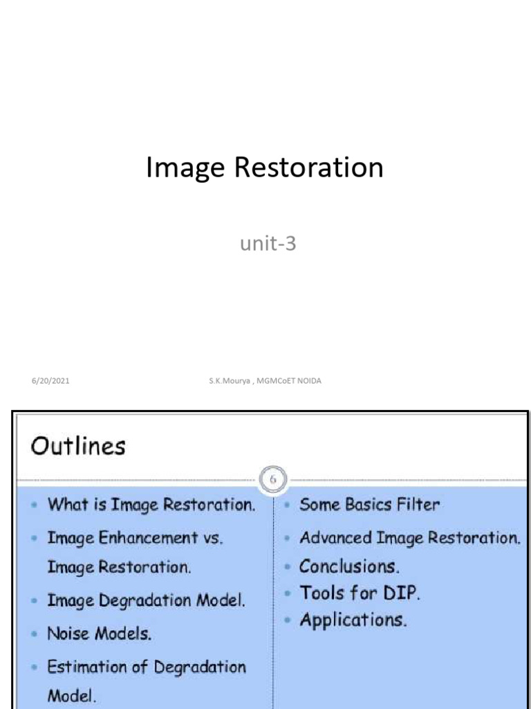 Image Restoration PDF | PDF