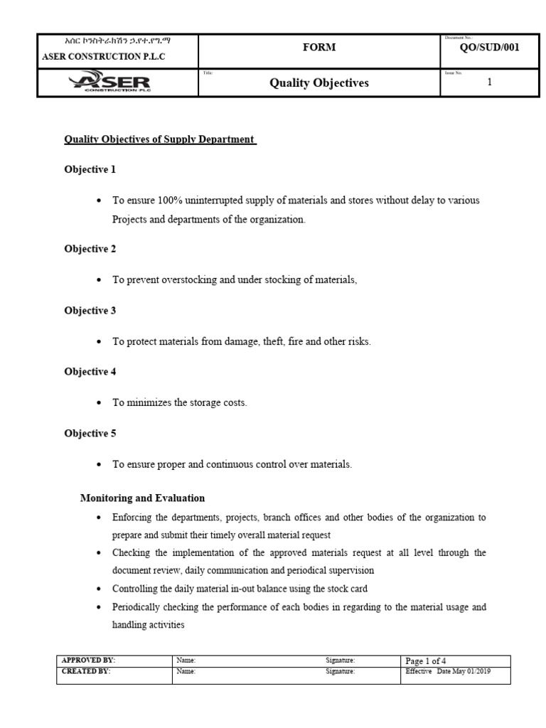 QO-SUD-001 Quality Objectives Final | Download Free PDF | Business QO-SUD-001 Quality Objectives Final | Download Free PDF | Business