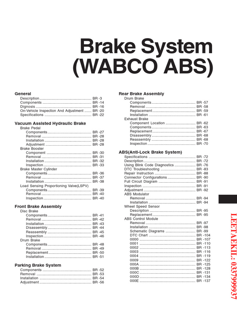 Hyundai HD78 Wabco ABS - Brake System | PDF | Brake | Anti Lock Braking ...