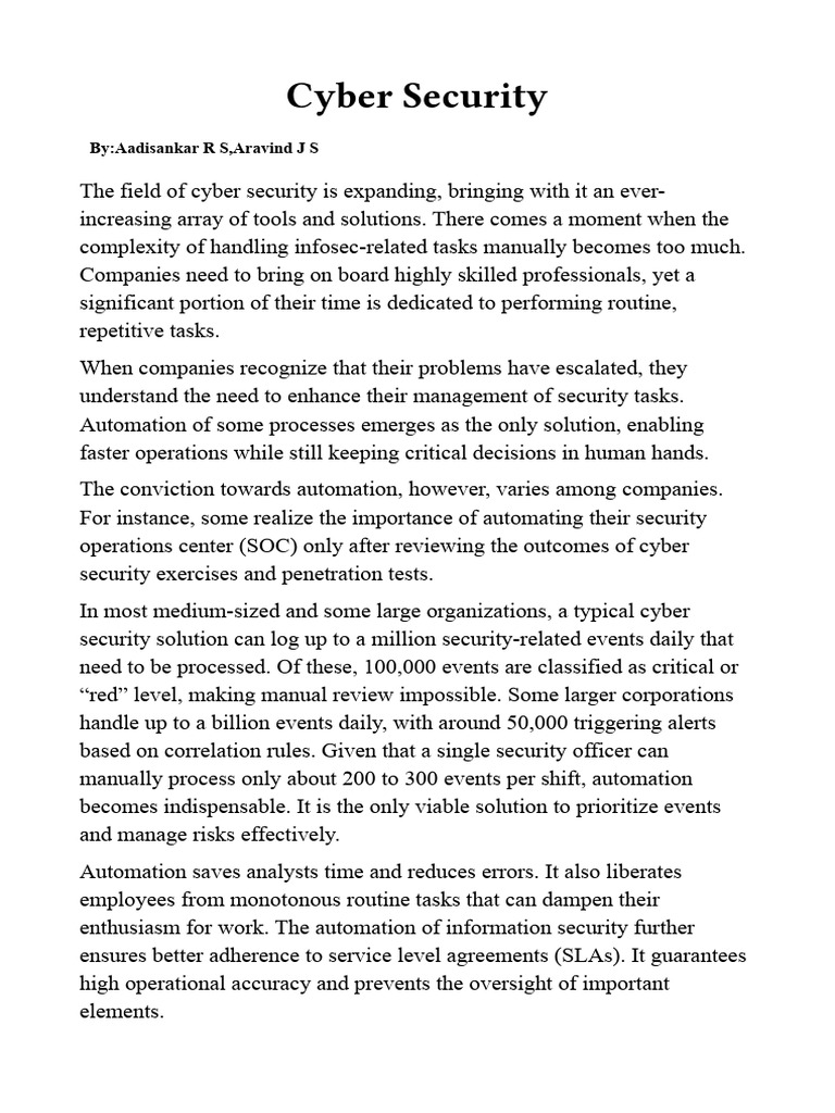 Cyber Security Pdf Computer Security Security
