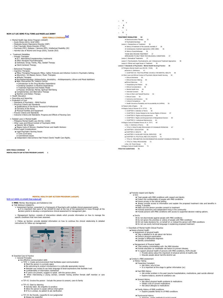 NCM 117 Lec Semi Finals | PDF | Psychological Trauma | Mental Disorder