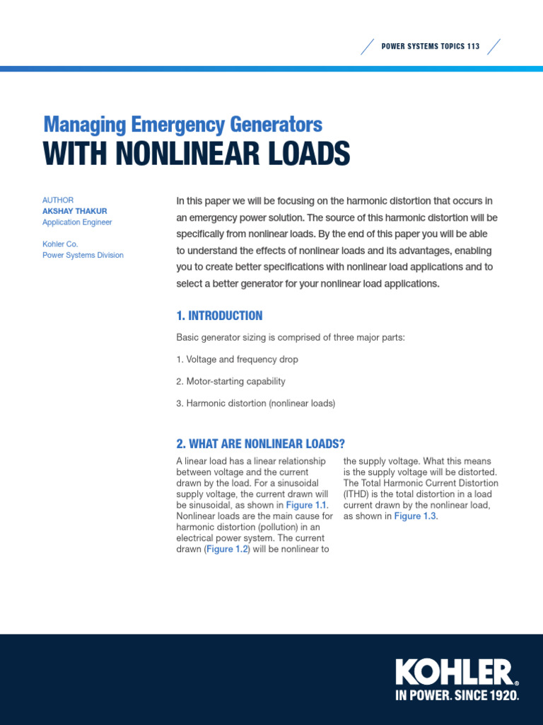 Managing Emergency Generators With Nonlinear Loads | PDF | Distortion ...