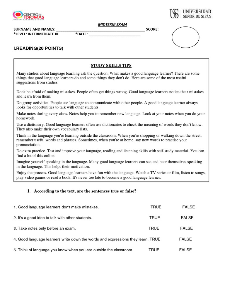 Inter Mid Term Exam Exam | PDF | Learning | Study Skills