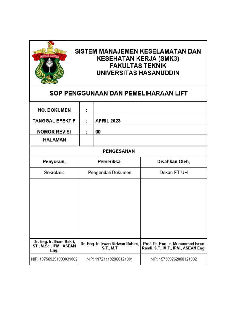 25 SOP Penggunaan Dan Pemeliharaan Lift | PDF