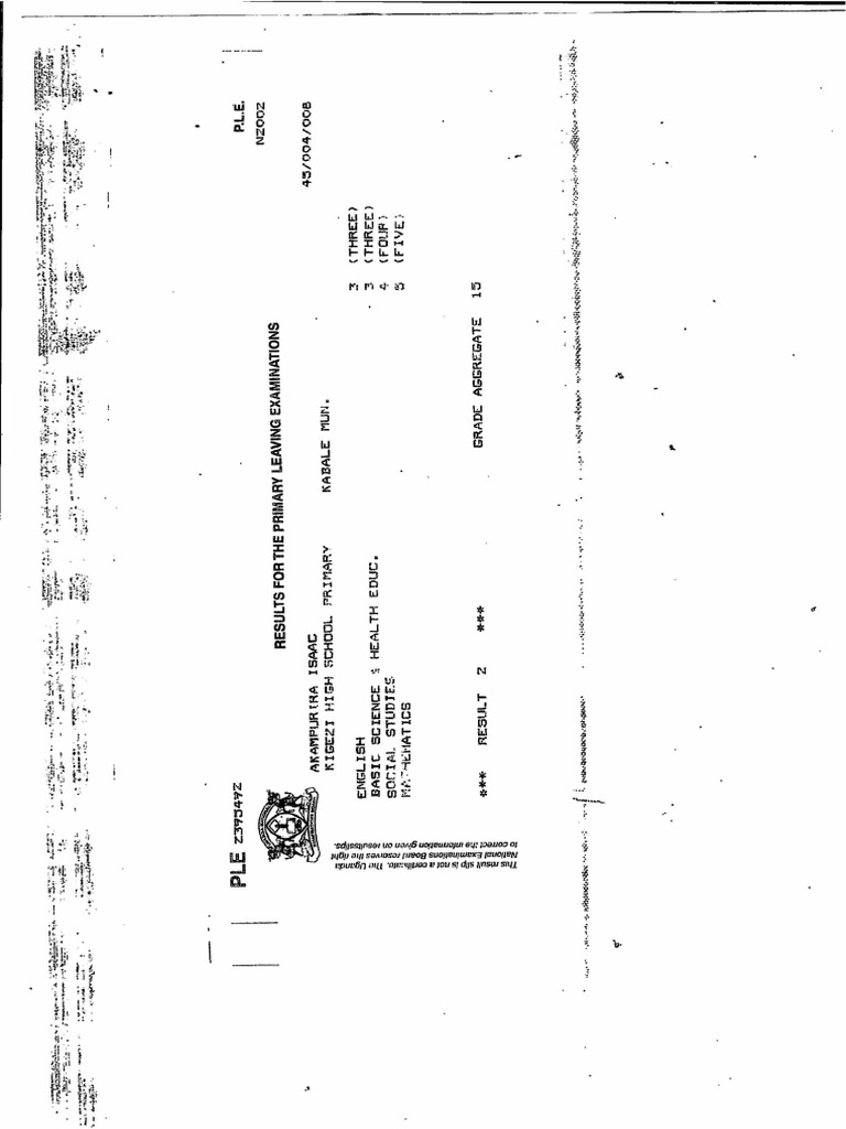 PLE RESULTS SLIP | PDF