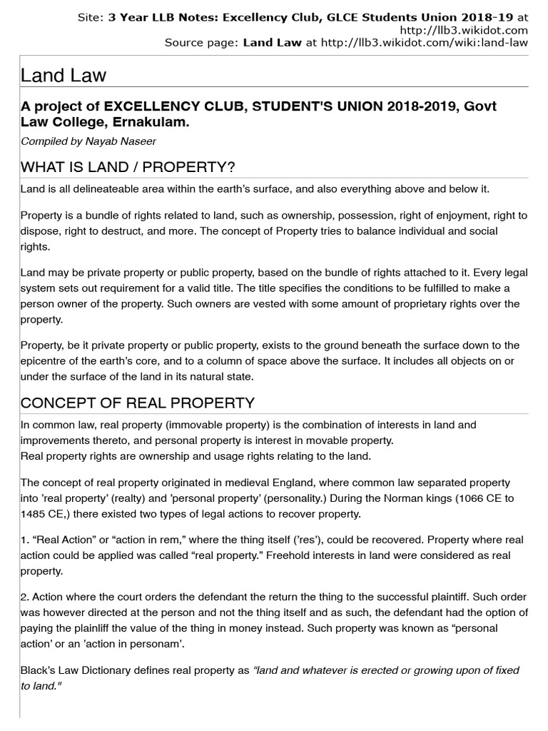Land Law&Land Tenure | PDF | Property | Real Property
