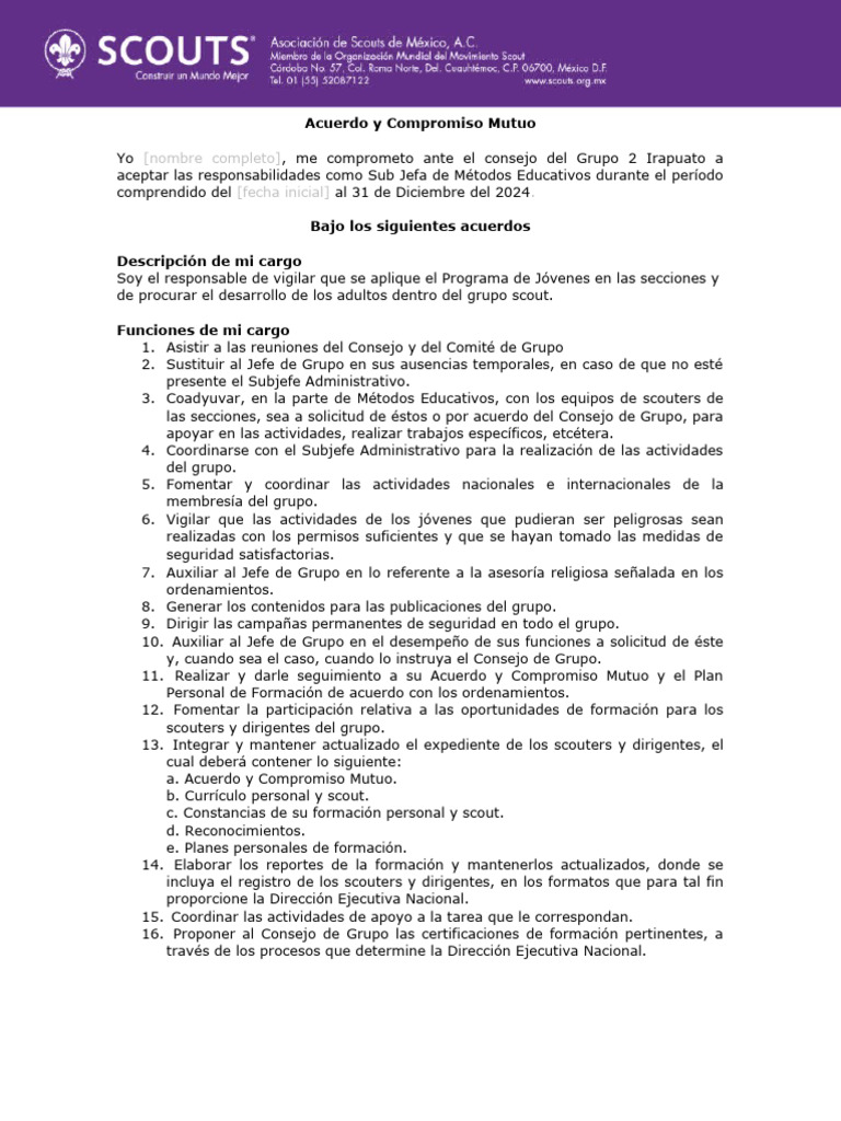 Acuerdo y Compromiso Mutuo SubJefMetEdu | PDF | Exploración