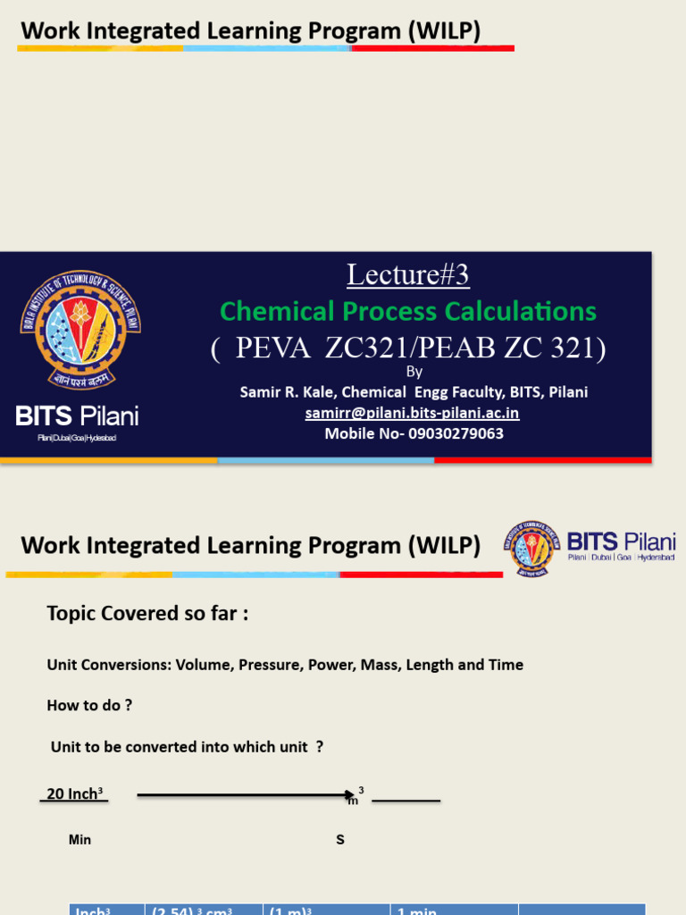 Chemical Process Calculations-Lecture 3 Vedanta | Download Free PDF ...