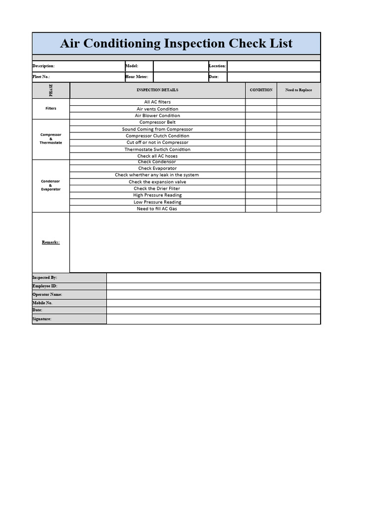 AC Check List | PDF