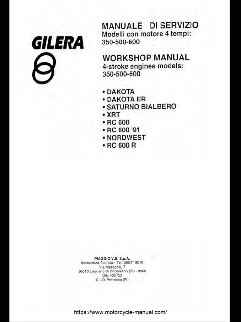Gilera 125CC Apache CX Crono Free-Style Workshop Manual | PDF