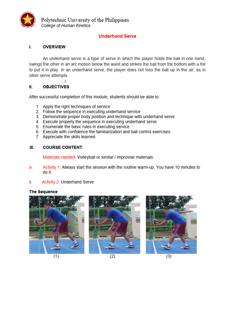 MODULE-4-Underhand-Service | PDF | Volleyball