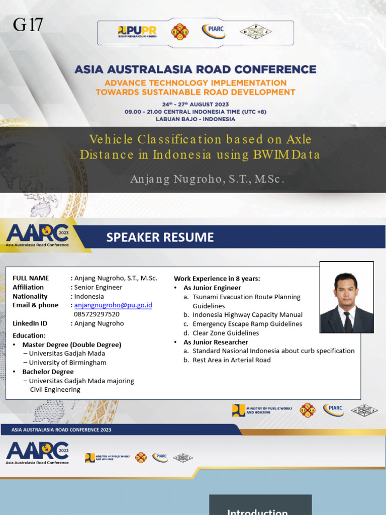 G 17 Vehicle Classification Based On Axle Distance In Indonesia Using