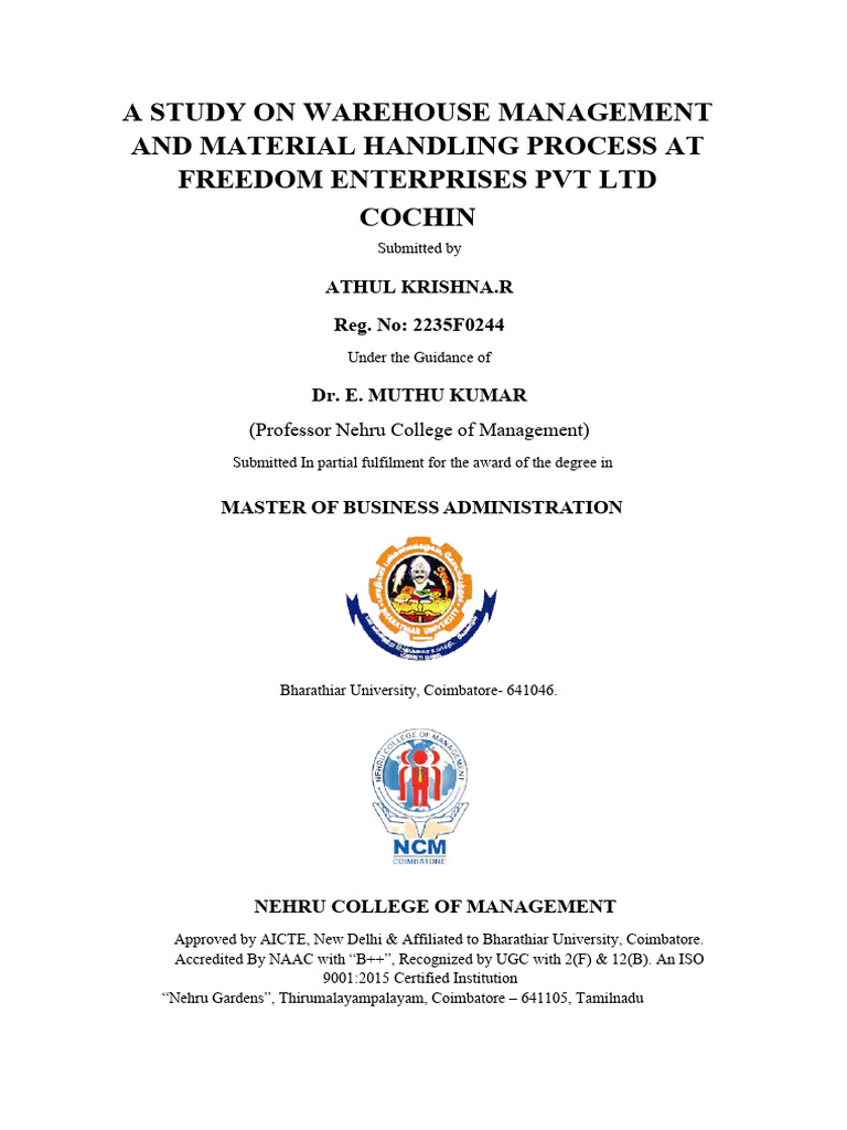 Athul Krishna Pro 1 | PDF | Warehouse | Logistics