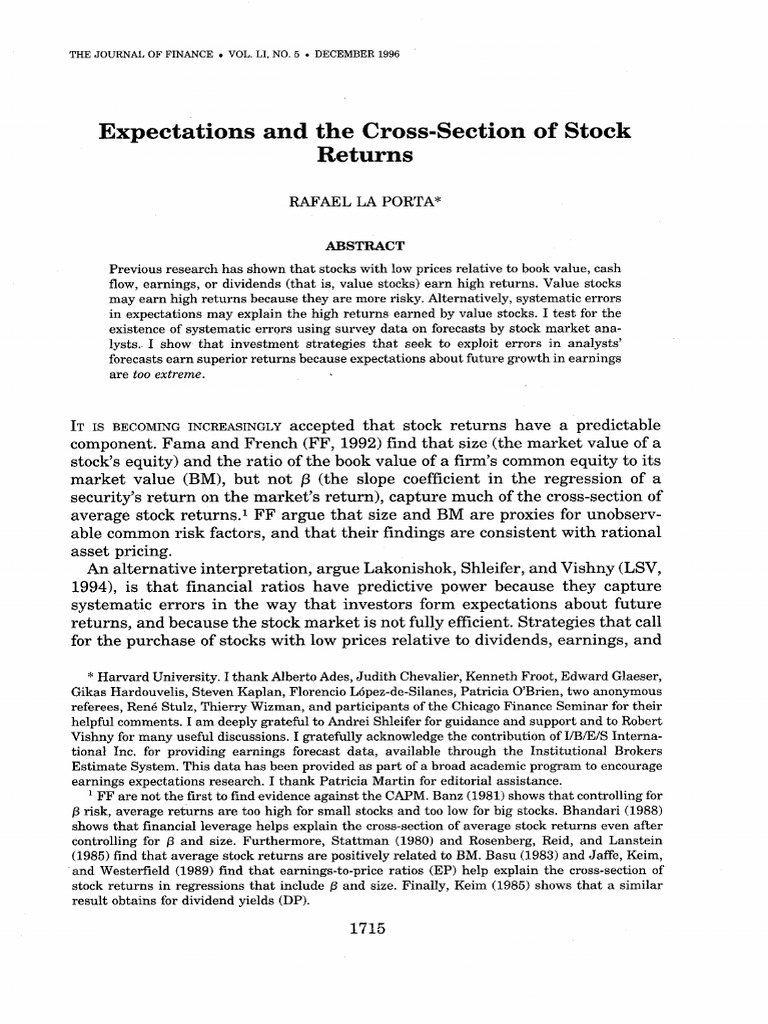 Expected Stock Returns | PDF | Stocks | Forecasting