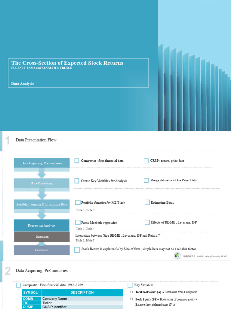 cross section of expected return ppt | PDF | Beta (Finance) | Equity (Finance)