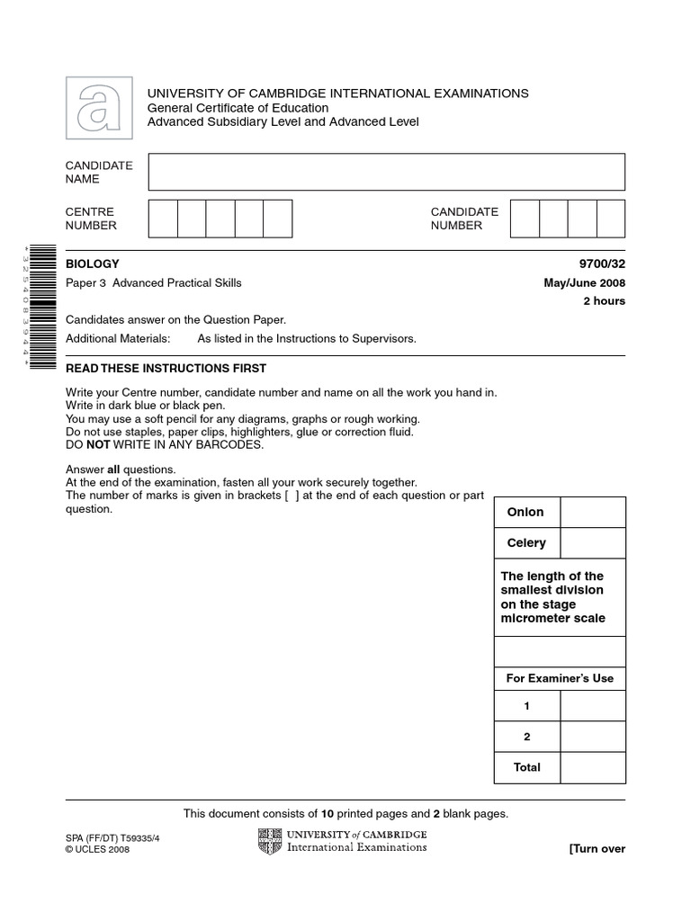 9700_s08_qp_32 | PDF | Plant Stem | Concentration