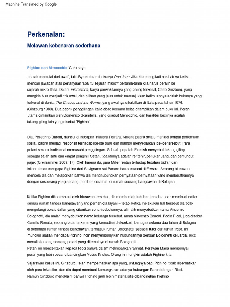 Sejarah Mikro Pighino dan Menocchio | PDF | Sejarah