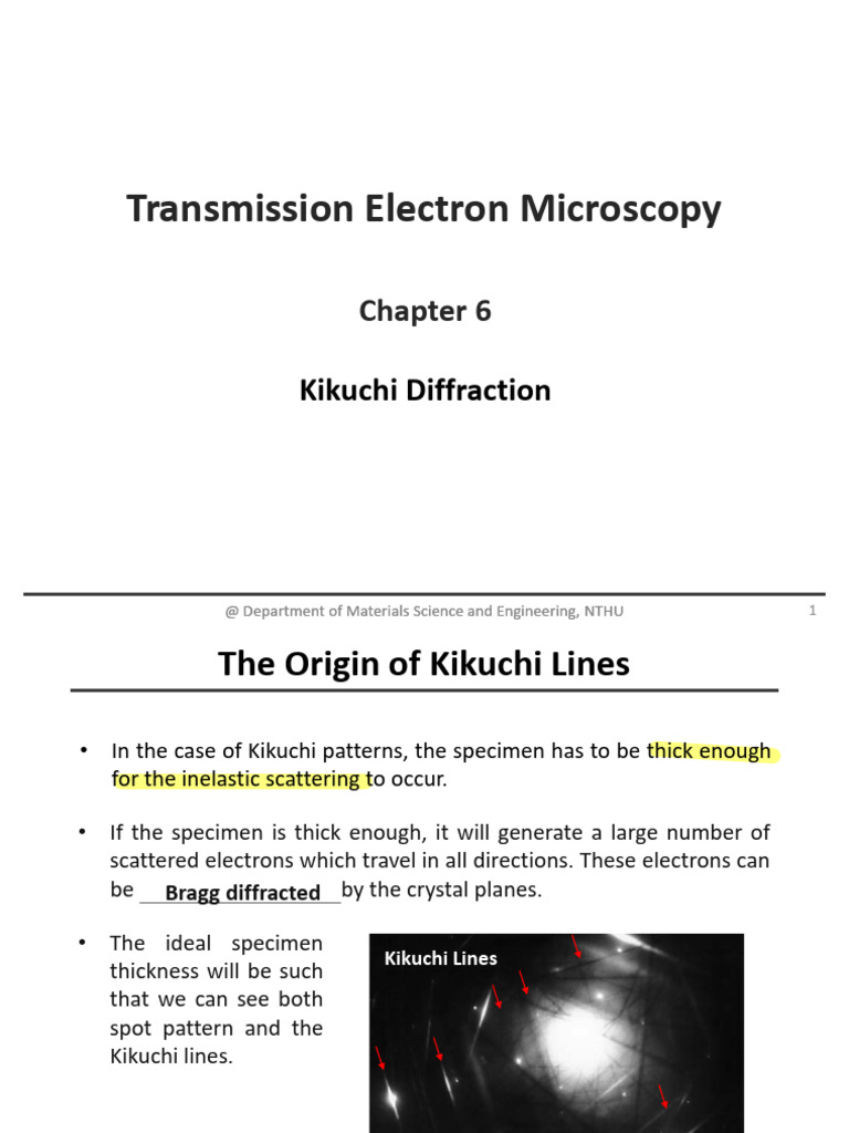 Chapter 6-Kikuchi Diffraction | PDF | Crystallography | Scientific Techniques