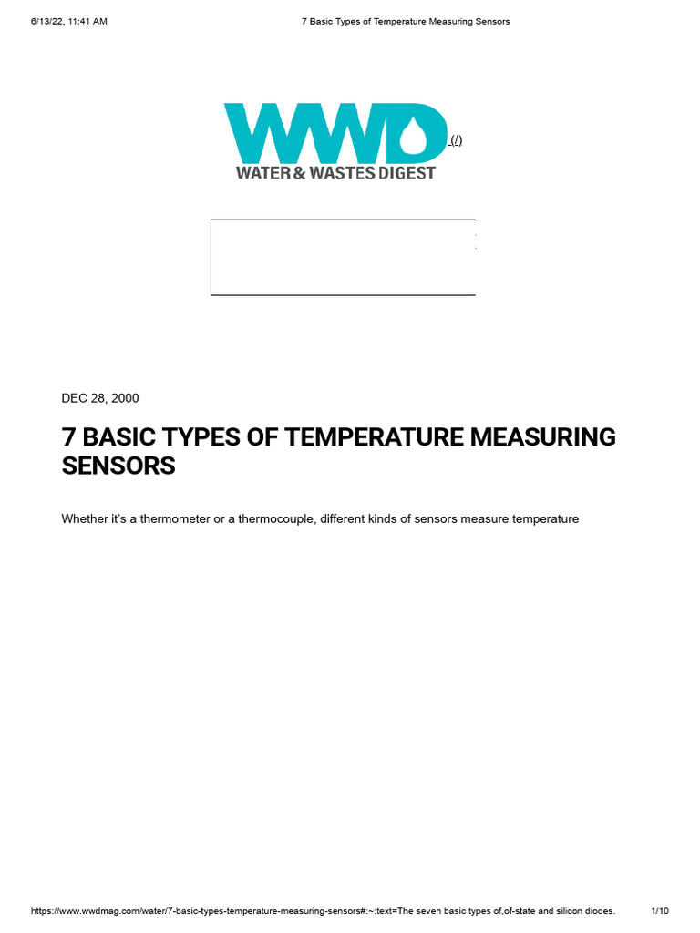 7 Basic Types of Temperature Measuring Sensors | PDF | Thermocouple ...