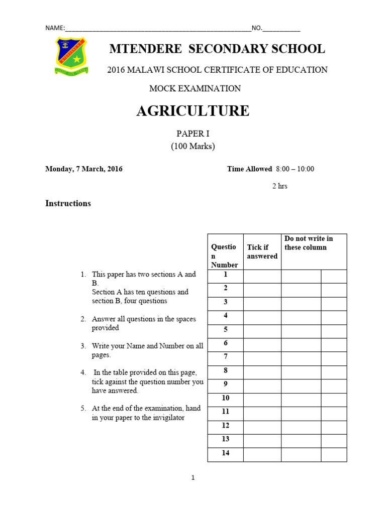 Agricul Paper I f4 | PDF | Elasticity (Economics) | Agriculture