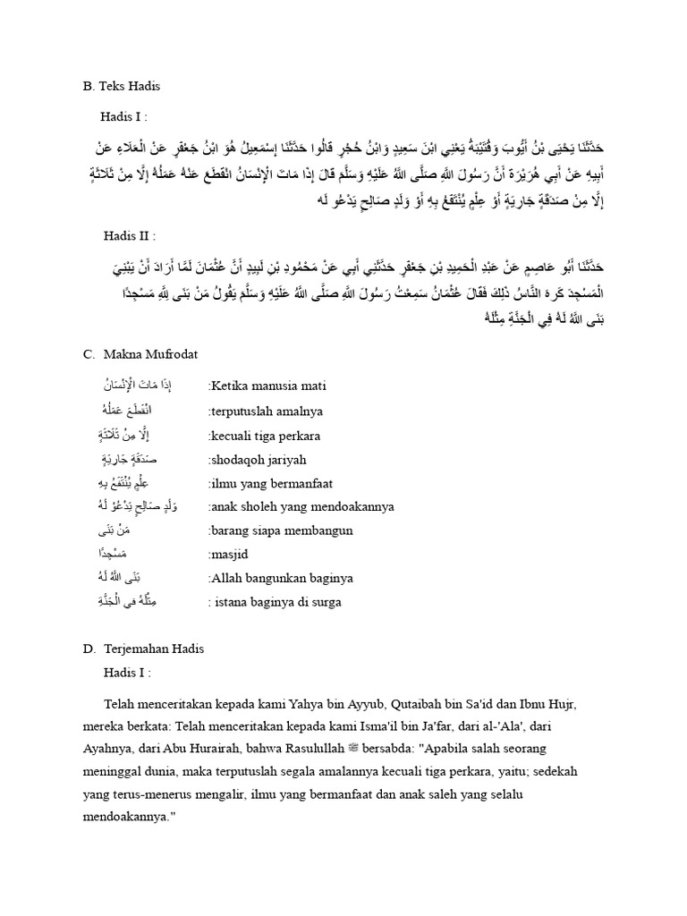 Hadis tentang Wakaf dan Shodaqoh Jariyah | PDF