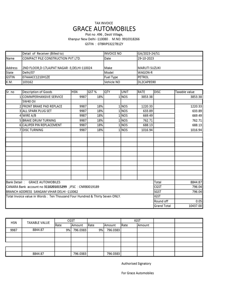 Wagon-R Invoice-1 | PDF | Land Vehicles | Car