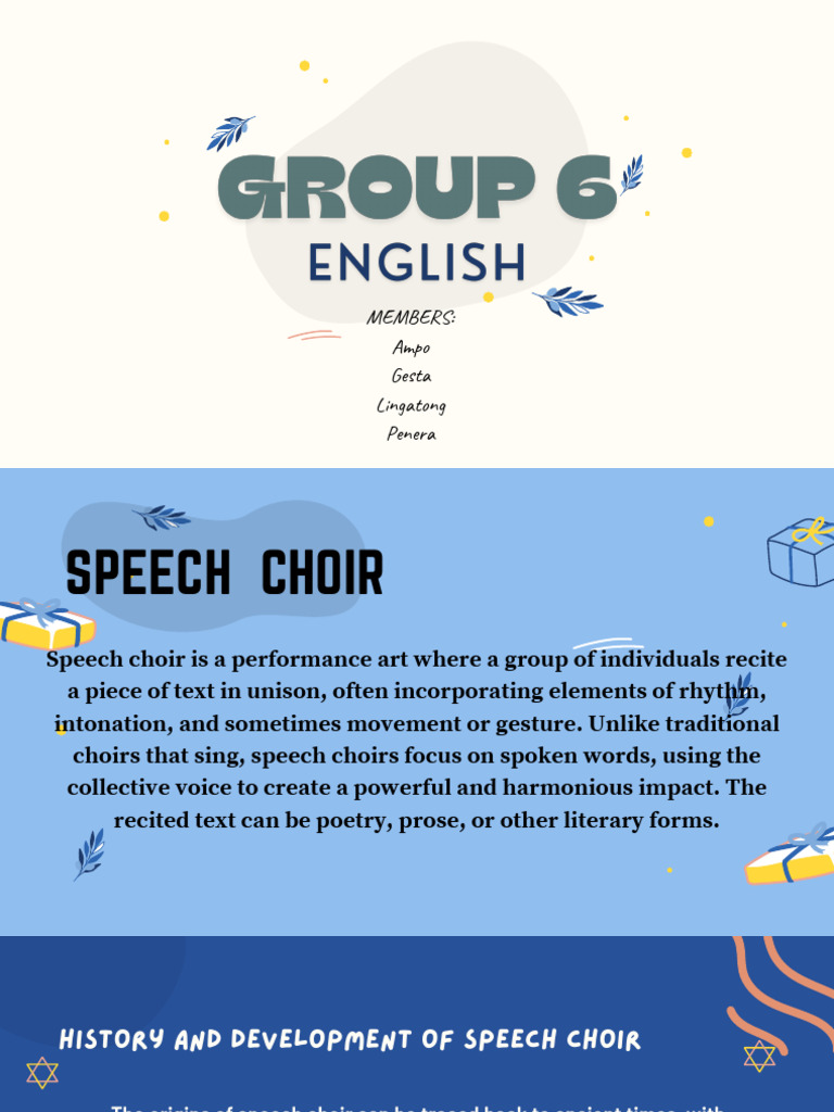 GROUP-6-SPEECH-choir QUARTER 4 ENGLISH 9 | PDF | Choir | Poetry