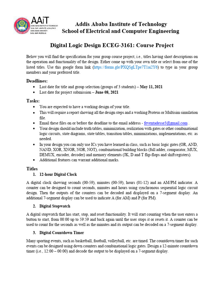 DLD Project | PDF | Logic Gate | Timer