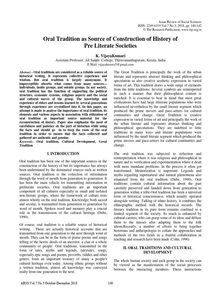 oral traditions | PDF | Traditions | Oral Tradition