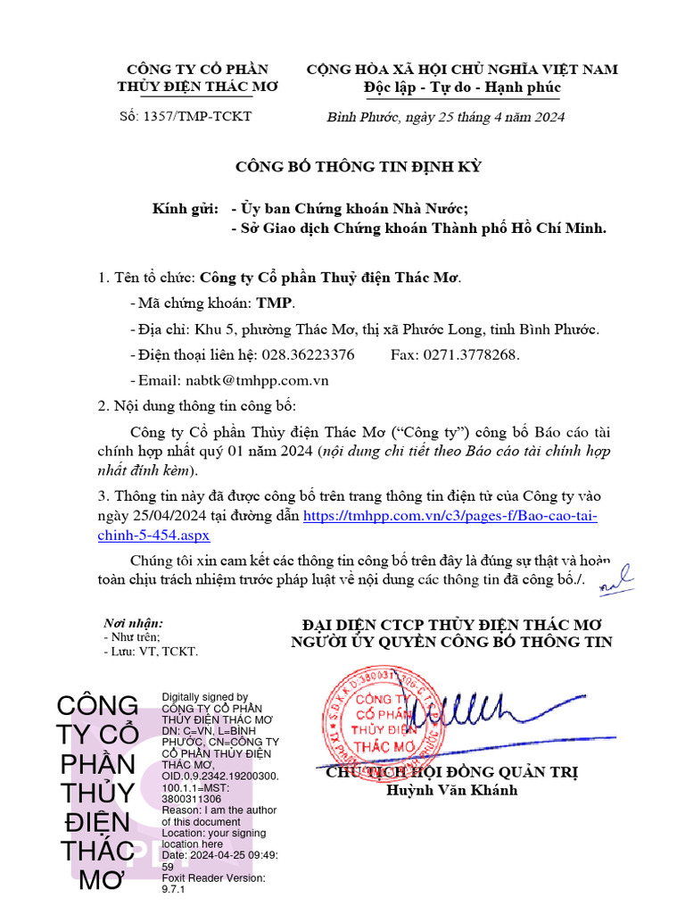 TMP BCTC Hop Nhat Quy 1.2024 Kem Giai Trinh | PDF